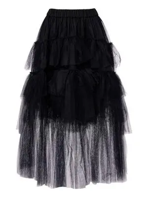 Simone Rocha Ruffled Tulle Midi Skirt - Black