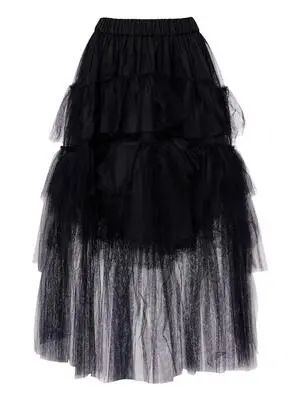 Simone Rocha Ruffled Tulle Midi Skirt - Black
