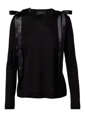 Simone Rocha Bow-Detail Jersey Top Black
