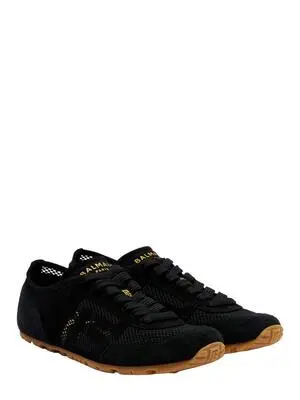Balmain Runner Suede-trimmed Sneakers - Black