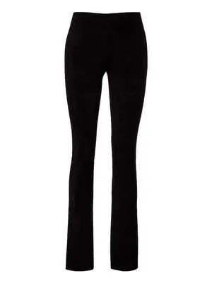 Stouls Long Flared Suede Pants - Black