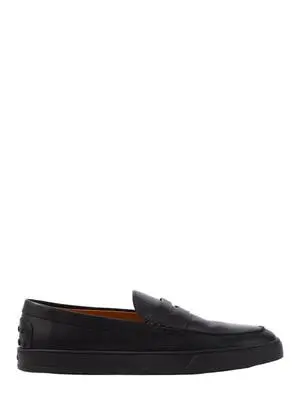 TOD'S Leather Penny Loafers - Black