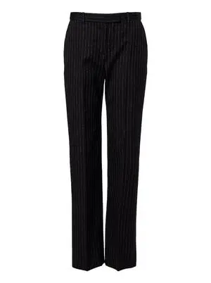 Alexander McQueen Pinstriped Wool Straight-leg Pants - Black