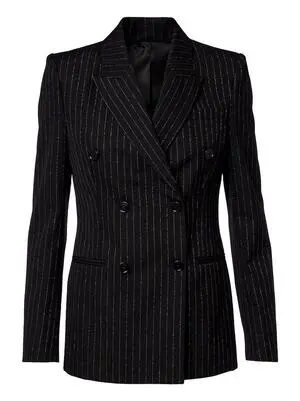 Alexander McQueen Pinstripe Double-breasted Wool Blazer - Black