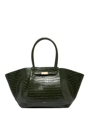 DEMELLIER Croc-effect Leather Tote Bag - Green