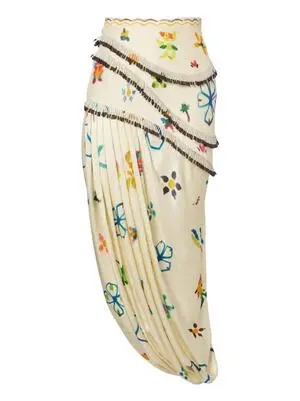 ALEMAIS Alémais Sidi Embellished Linen-blend Midi Skirt - White