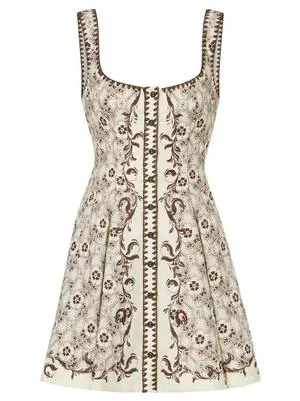 ALEMAIS Printed Linen And Cotton Minidress - Beige