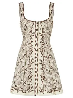 ALEMAIS Printed Linen And Cotton Minidress - Beige
