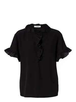 Chloé Ruffled Silk Crepe De Chine Top - Black