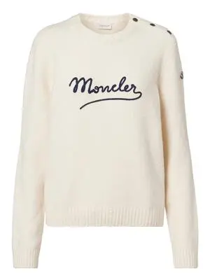 Moncler Embroidered Cotton-blend Sweater - White