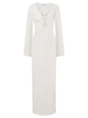 Rebecca Vallance Cassis Chevron Knitted Maxi Dress - White