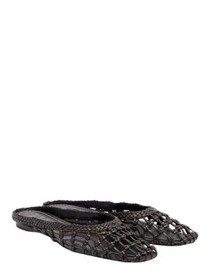 Staud Otto Woven Leather Mules - Brown