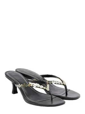 Staud Freja Leather Thong Sandals - Black