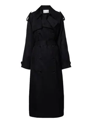 THE FRANKIE SHOP Veyron Double-breasted Twill Trench Coat - Black