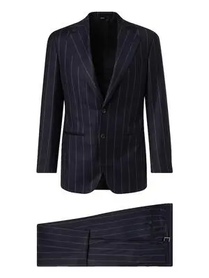 Thom Sweeney Chalk Stripe Wool And Cashmere Suit - Blue