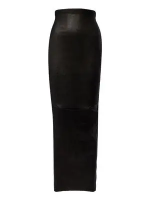 Rick Owens Dirt Pillar Leather Maxi Skirt - Black