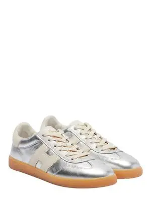 Hogan Metallic Leather Sneakers - Silver