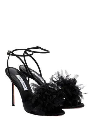 AQUAZZURA Poème 105 Satin Slingback Sandals - Black
