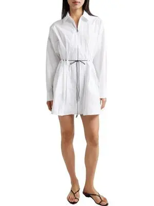 Staud Chi Long Sleeve Mini Shirtdress - White
