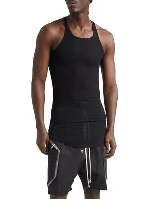 Rick Owens Basic Longline Cotton Rib Tank - Black