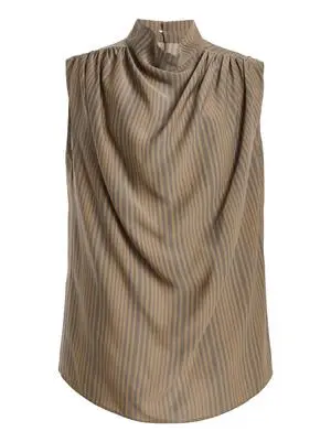 KALLMEYER Penny Draped Striped High Neck Sleeveless Top - Multi