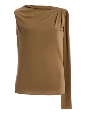 KALLMEYER Floriana Asymmetrical Draped Top - Brown
