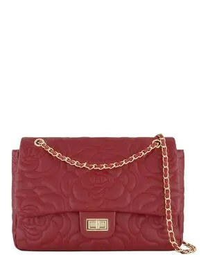 THE NOLI SHOP Alessia Rose Embossed Leather Bag - Merlot