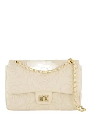 THE NOLI SHOP Alessia Rose Embossed Leather Bag - Pearl