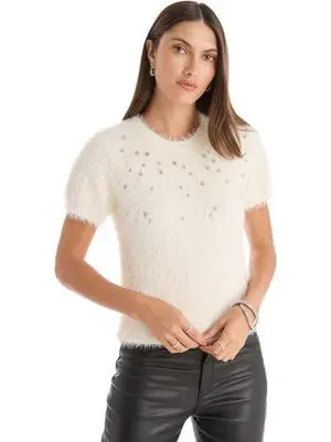 THE NOLI SHOP Fluffy Sweater Top - White