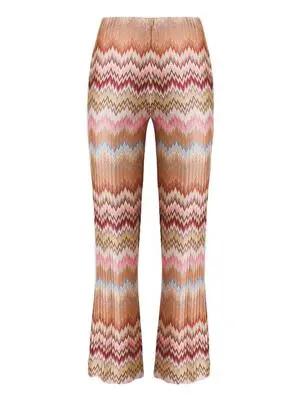 Missoni Flared Viscose Chevron Snake Motif Trousers - Orange