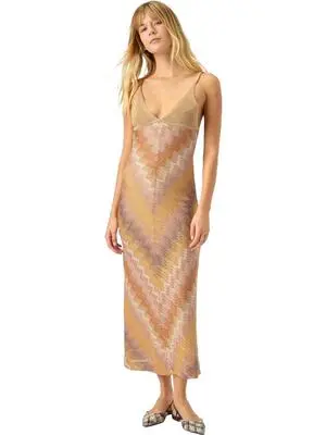 Missoni Viscose Lamé Gown With Deep Neckline - Green& Brown