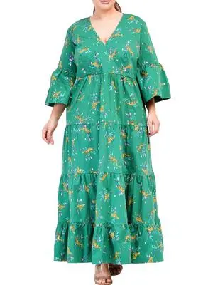 Leota Sariah Poplin Maxi Dress - Lucky Cheetah Verdant Green