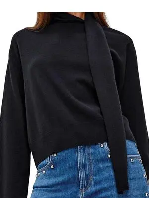 Rails Wool-cashmere Scarf Sweater - Black