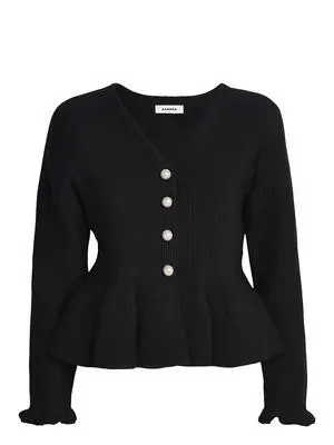 Sandro Peplum Cardigan - Black