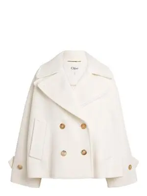 Chloé Wool-blend Double-breasted Pea Coat - White