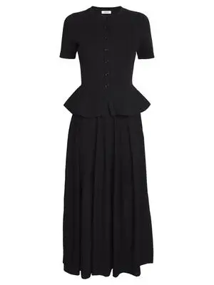 Sandro Knitted Peplum Maxi Dress - Black
