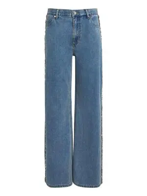 Sandro Embellished Straight Leg Jeans - Blue