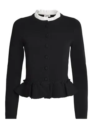 Sandro Detachable-collar Peplum Cardigan - Black