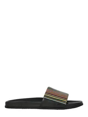 Paul Smith Signature Stripe 'bellagio' Leather Slides - Black