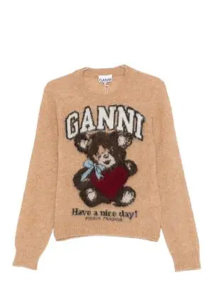 GANNI Wool Crewneck Sweater - Beige