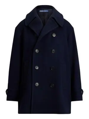 Polo Ralph Lauren Wool Coat With Logo - Blue