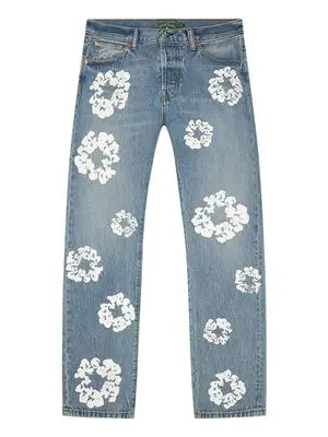DENIM TEARS Straight Cotton Wreath Denim Pant - Blue
