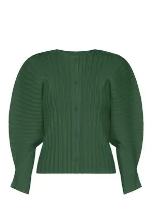 Issey Miyake Rib Pleats December Cardigan - Green