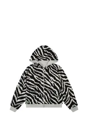DENIM TEARS Zebra Shearling Lined Reversible Zip Hoodie