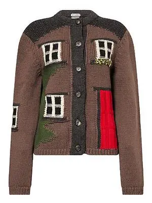 JW Anderson House Polo Wool Cardigan - Chestnut