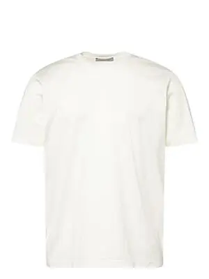 Corneliani Brand-embroidery Crewneck Cotton-jersey T-shirt - Optical White