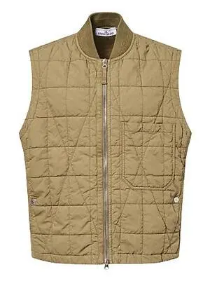 Stone Island Quilted Brand-patch Cotton Vest - Military Green