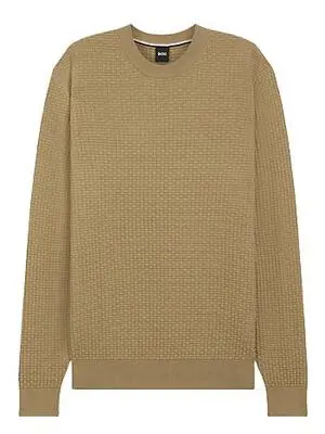 BOSS Textured Regular-fit Cotton-knit Jumper - Dark Beige