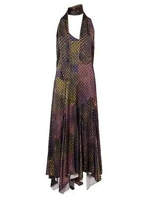 SIEDRES Halterneck Raye Woven Midi Dress - Multi