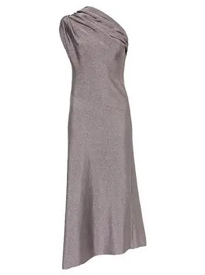 Khaite Metallic Woven Midi Dress - Gunmetal
